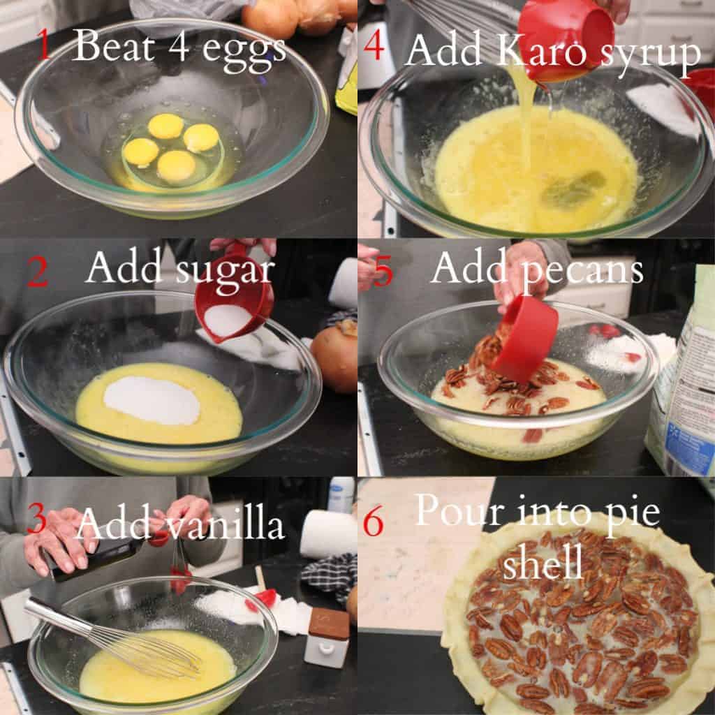 Step by step instructions how to make a pecan pie